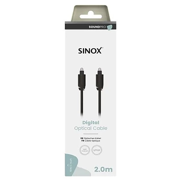 Sinox PRO 2M Digital Optical Cable - Black & Grey | DID.ie - DID Electrical