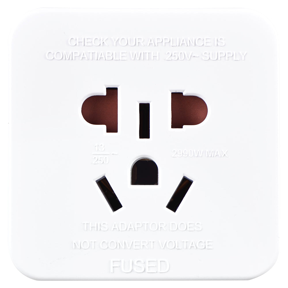Masterplug UK Travel Adaptor - White | TAVUK-MP | DID.ie - DID Electrical