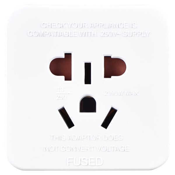 Masterplug UK Travel Adaptor - White | TAVUK-MP | DID.ie - DID Electrical