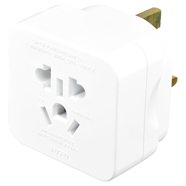 Masterplug UK Travel Adaptor - White | TAVUK-MP | DID.ie - DID Electrical